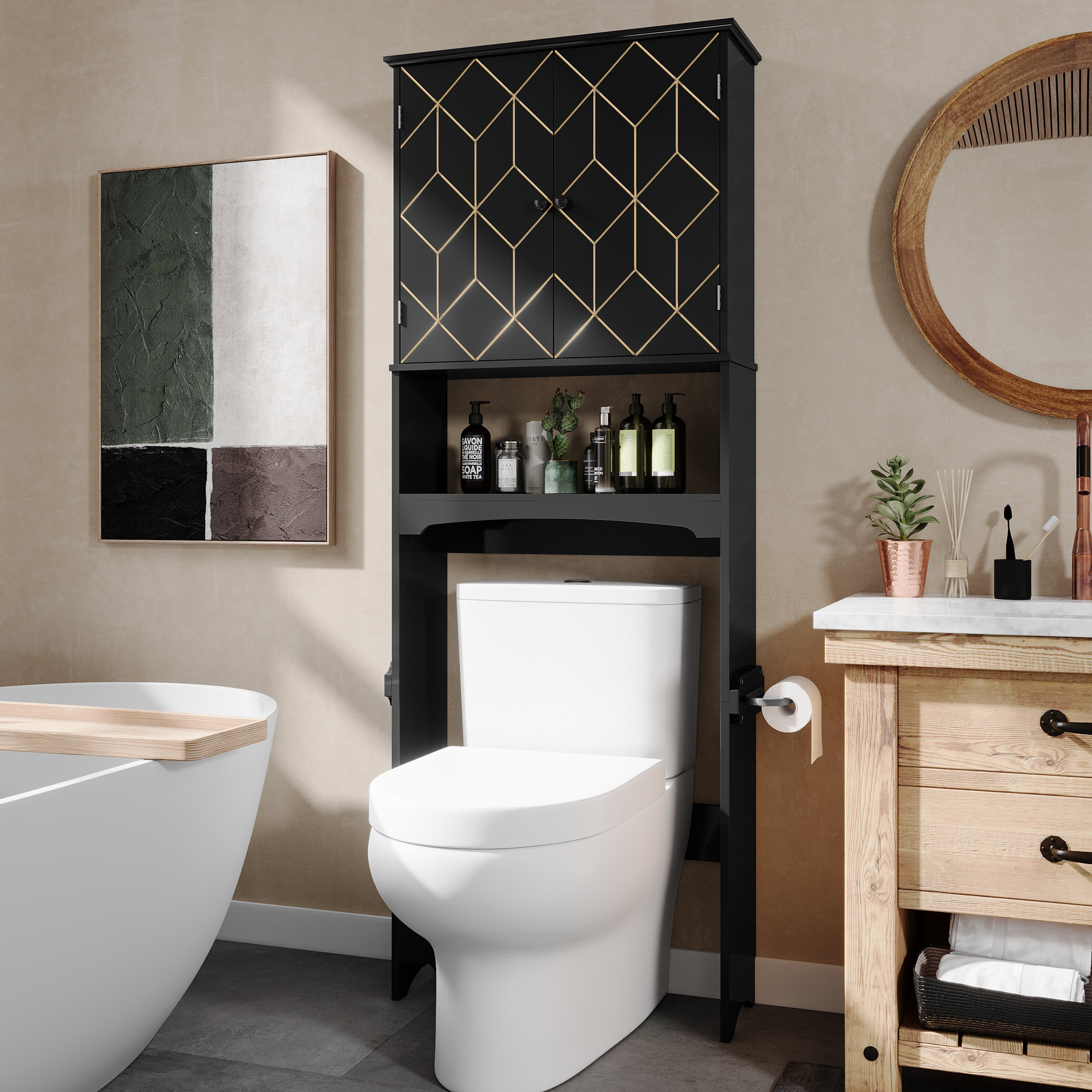 Latitude Run Kynsey Freestanding over the Toilet Storage Reviews Wayfair